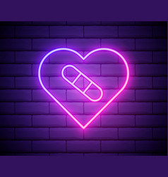 Broken heart neon light icon heartbreak glowing Vector Image