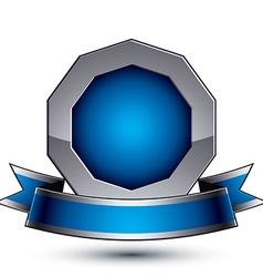 Heraldic 3d glossy blue and gray icon - can be Vector Image