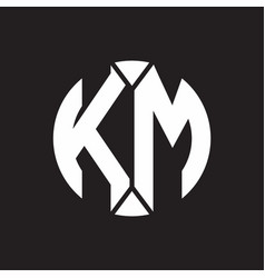 Km logo monogram with hexagon shape and outline Vector Image