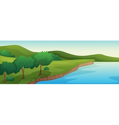 A river and a beautiful landscape Royalty Free Vector Image