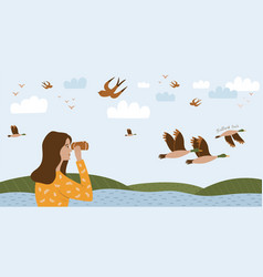 Birdwatching banner birding ornithology horizontal