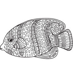 Coloring page with zentangle fish Royalty Free Vector Image