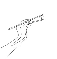Continuous one line hand holding chopstick to eat Vector Image