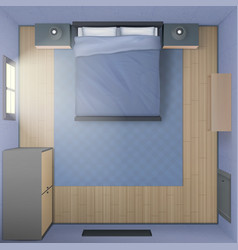 Bedroom interior top view modern 3d home or hotel Vector Image