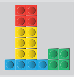 Colorful brick construction lego letter Royalty Free Vector
