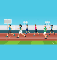 Female athlete runner winning marathon Royalty Free Vector