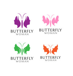 Butterfly woman logo design template Royalty Free Vector