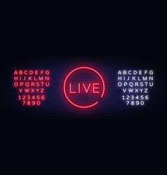 Live neon sign live stream design template Vector Image