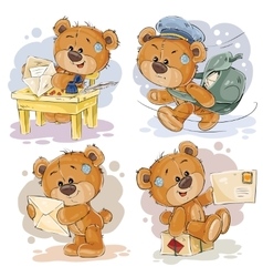 Set clip art of bored teddy Royalty Free Vector Image