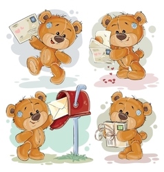 Set clip art of bored teddy Royalty Free Vector Image