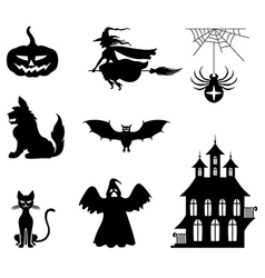 Happy halloween pumpkin cat witch vampire crypt Vector Image