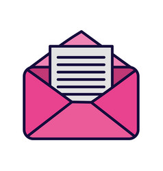 Pink open envelope message communication icon Vector Image