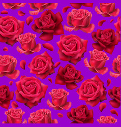 Realistic red roses pattern Royalty Free Vector Image