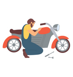 Crazy biker on an old school chopper cartoon Vector Image