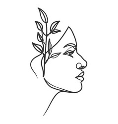 Continuous line drawing of woman face woman face Vector Image
