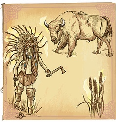 Indian life american native hero attributes Vector Image