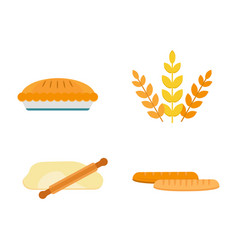Fresh baked bread products icons isolated Vector Image