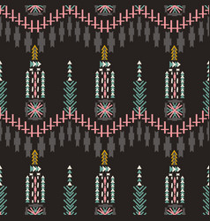 Seamless colorful aztec pattern with birds flower Vector Image