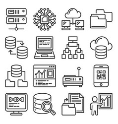 Big data cloud computing icons Royalty Free Vector Image