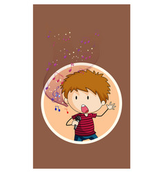 Doodle cartoon character a singer boy singing Vector Image