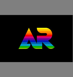 Rainbow color colored colorful alphabet letter r Vector Image
