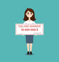 You are winner winner man holding check Royalty Free Vector