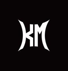 Km monogram logo with shield shape Royalty Free Vector Image