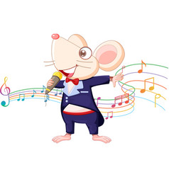 Rat singer cartoon character on white background Vector Image