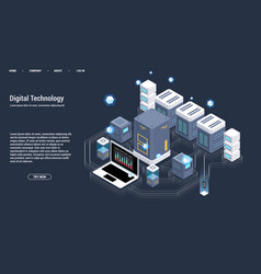 Interior server room isometric view Royalty Free Vector