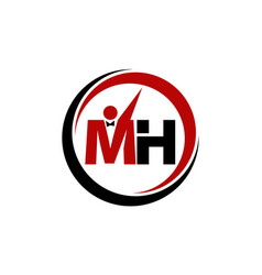 Mh m h brushed letter logo design with creative Vector Image