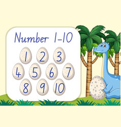 Matching dinosaur number worksheet Royalty Free Vector Image