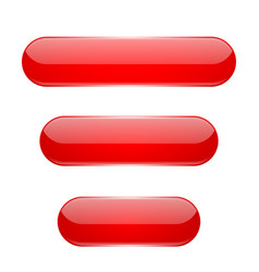 Red menu buttons rectangle and oval 3d shiny Vector Image