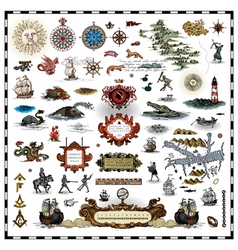 Antique map elements Royalty Free Vector Image