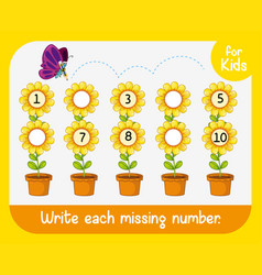 Write each missing number worksheet Royalty Free Vector