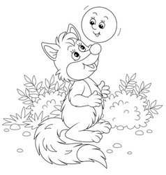 Happy round loaf and a cunning red fox Royalty Free Vector