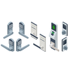 Access control system isometric 3d set Royalty Free Vector