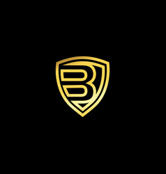 Gold letter b logo in the golden-silver hexagonal Vector Image