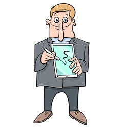 Man drawing on tablet cartoon Royalty Free Vector Image