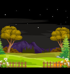 Landscape grass field view with mountain cartoon Vector Image