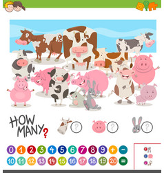Counting farm animals activity Royalty Free Vector Image