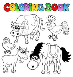 Coloring book with farm animals 3 Royalty Free Vector Image