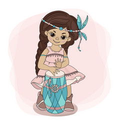 Pocahontas music indian princess hero illus Vector Image
