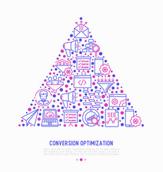 Conversion optimization concept in triangle Vector Image