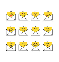 Emoji faces simple icons thin line symbols Vector Image