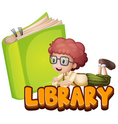 Font design for word library with many books in Vector Image