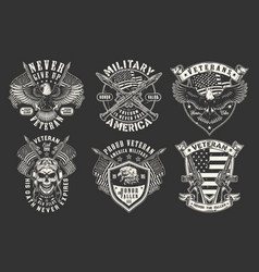 Vintage colorful military emblems set Royalty Free Vector