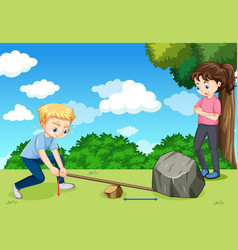 Levers simple machine science experiment poster Vector Image