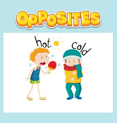 Opposite adjectives with cold and hot Royalty Free Vector