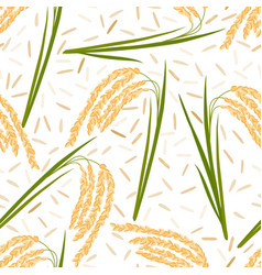 Rice leaves spikelets and seeds on a white Vector Image