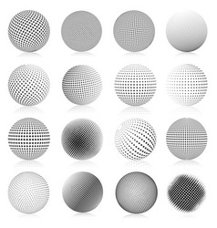 Dotted halftone 3d sphere striped Royalty Free Vector Image